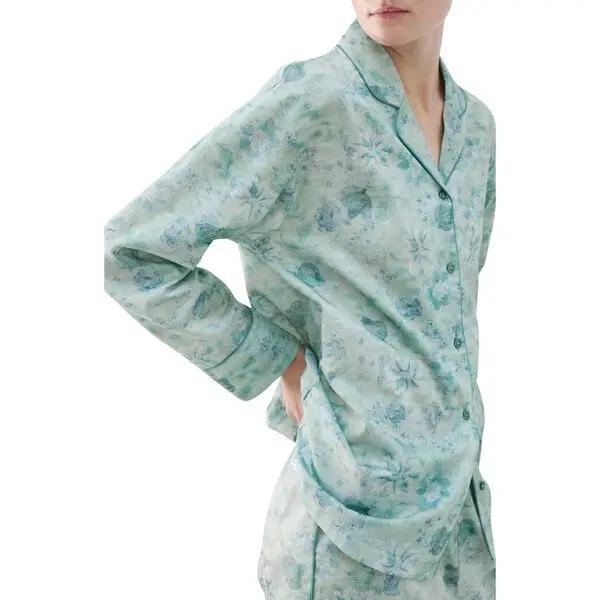 Mango Relaxed Fit Cotton Pajama Top - Mint Green