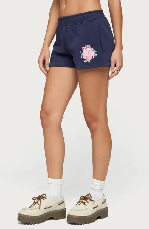EDIKTED Bloom Sweat Shorts - Navy