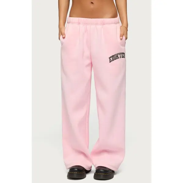 EDIKTED Camo Logo Wide Leg Sweatpants - Light-pink