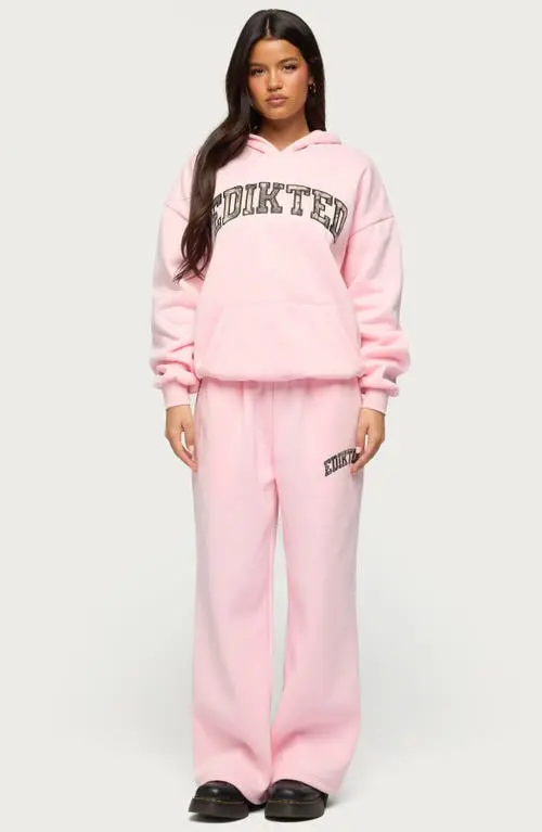 EDIKTED Camo Logo Wide Leg Sweatpants - Light-pink