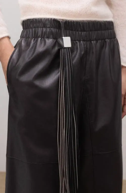 Mango Leather Fringe Key Chain - Black