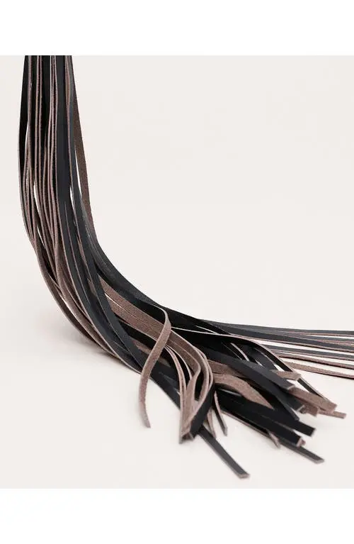 Mango Leather Fringe Key Chain - Black