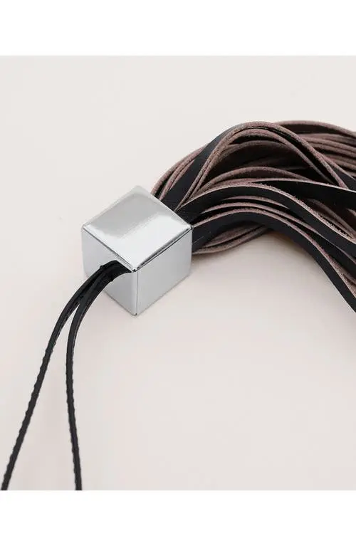 Mango Leather Fringe Key Chain - Black
