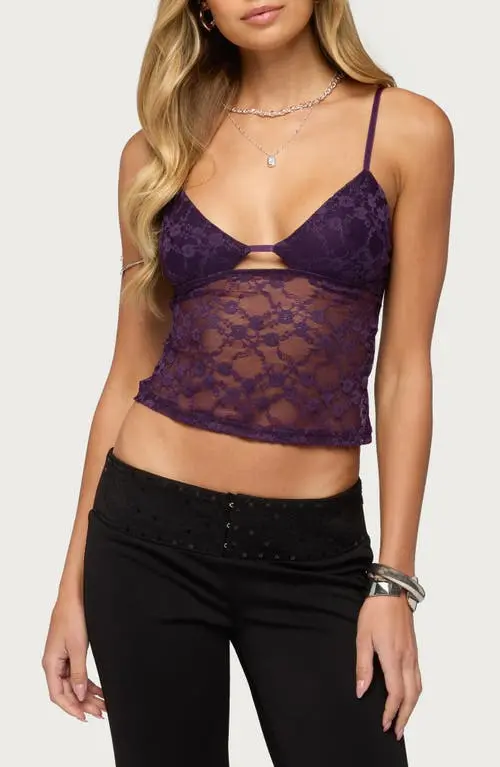 EDIKTED Lace Cutout Camisole - Purple