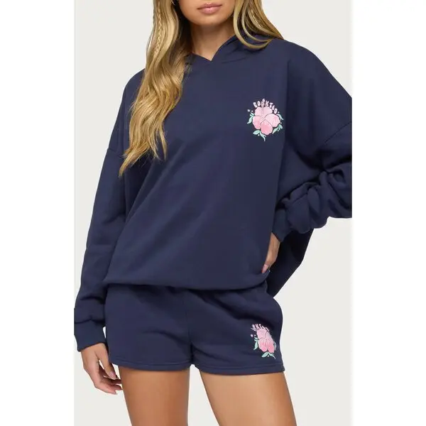 EDIKTED Logo Cotton-blend Hoodie - Navy