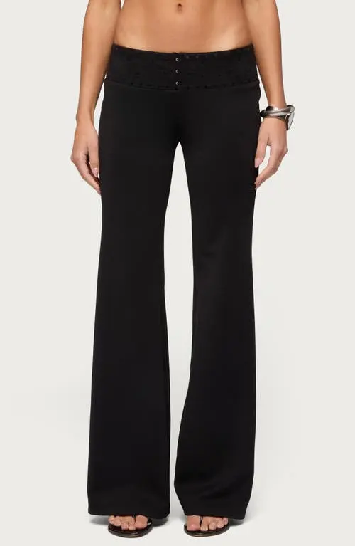 EDIKTED Sequin Waist Flare Pants