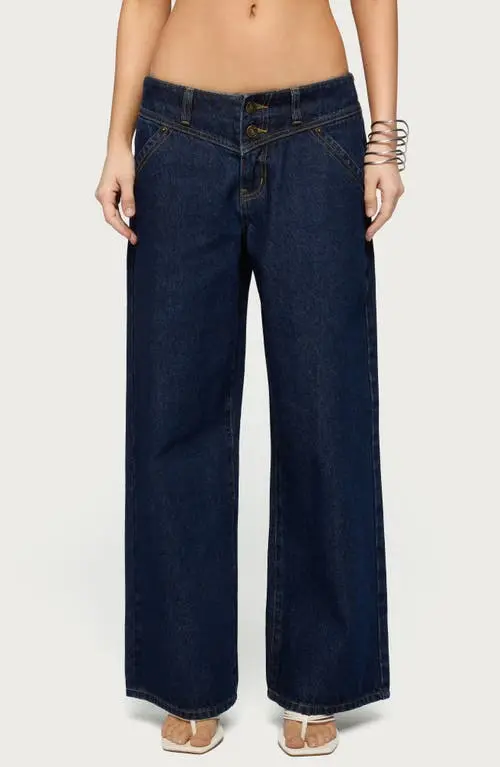 EDIKTED Meredith Low Rise Wide Leg Jeans - Blue