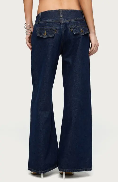 EDIKTED Meredith Low Rise Wide Leg Jeans - Blue