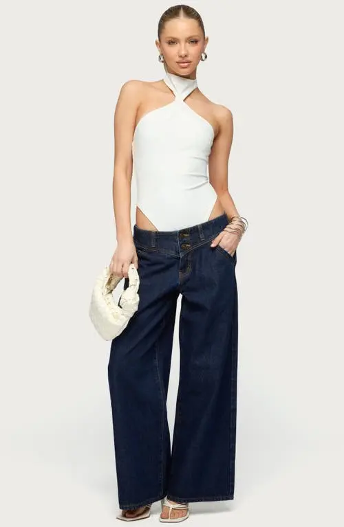 EDIKTED Meredith Low Rise Wide Leg Jeans - Blue