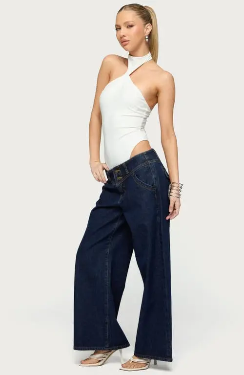 EDIKTED Meredith Low Rise Wide Leg Jeans - Blue