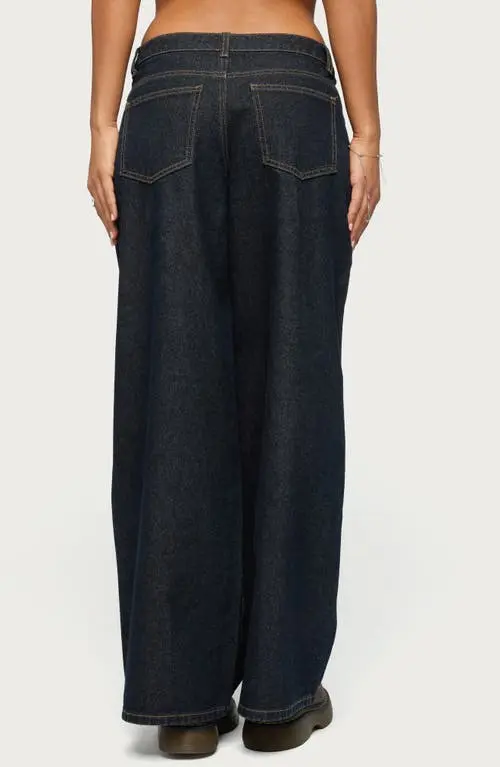 EDIKTED Pleated Low Rise Wide Leg Jeans