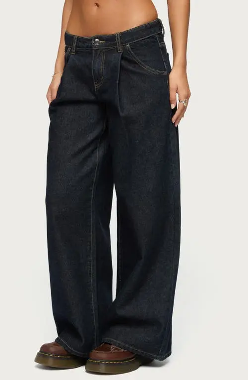 EDIKTED Pleated Low Rise Wide Leg Jeans