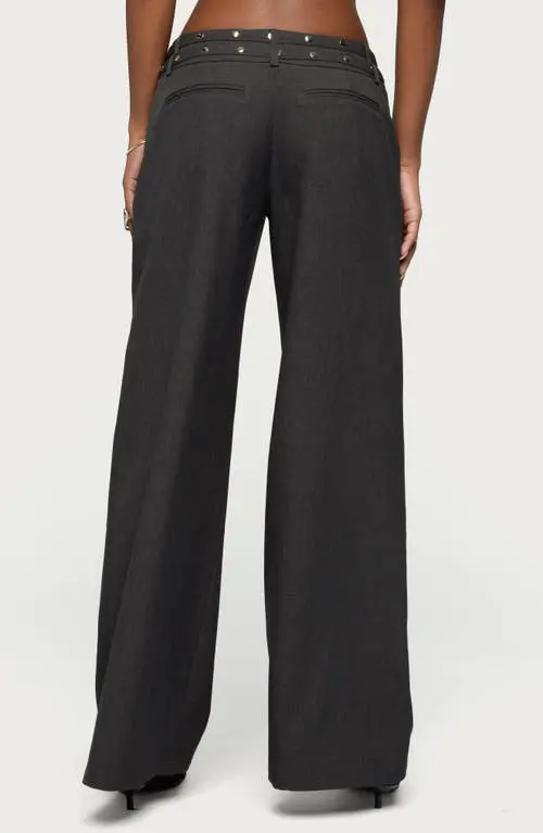 EDIKTED Low Rise Wide Leg Pants With Studded Belts