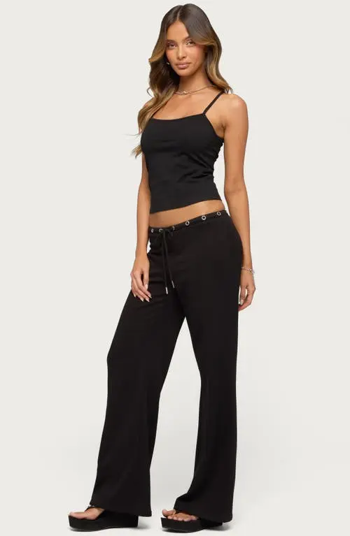 EDIKTED Grommet Drawstring Low Rise Straight Leg Pants