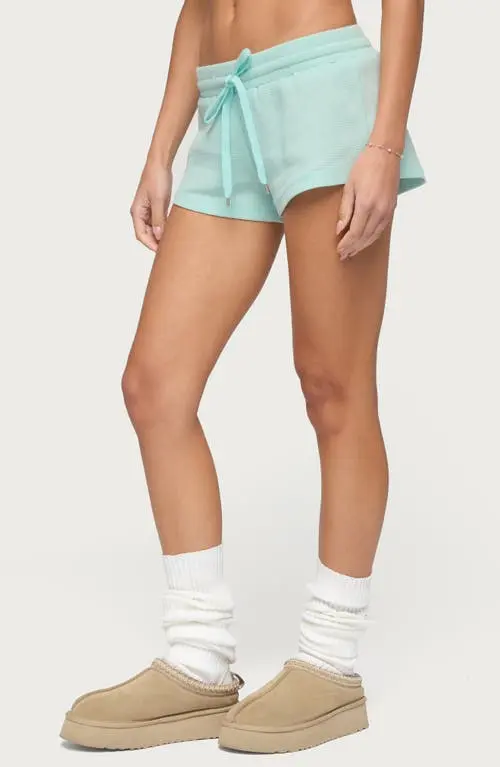 EDIKTED Waffle Knit Drawstring Shorts - Aqua