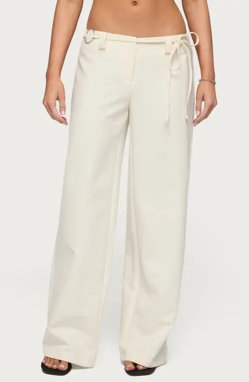 EDIKTED Raphael Tie Waist Wide Leg Pants - White
