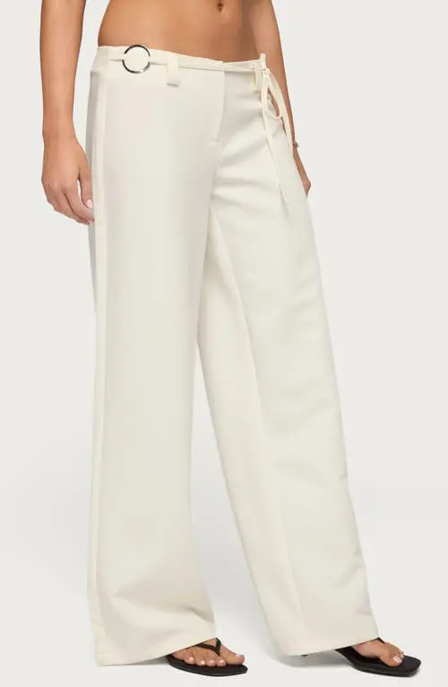 EDIKTED Raphael Tie Waist Wide Leg Pants - White
