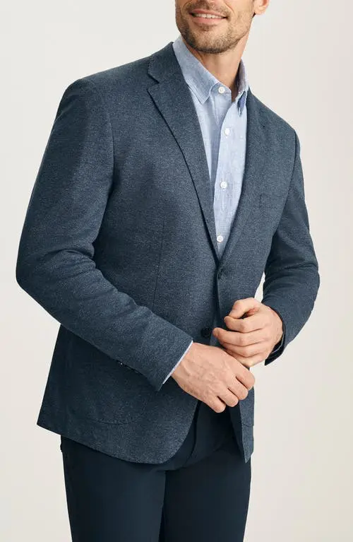 34 Heritage Matteo Slim Fit Mélange Cotton & Linen Piqué Sport Coat - Navy