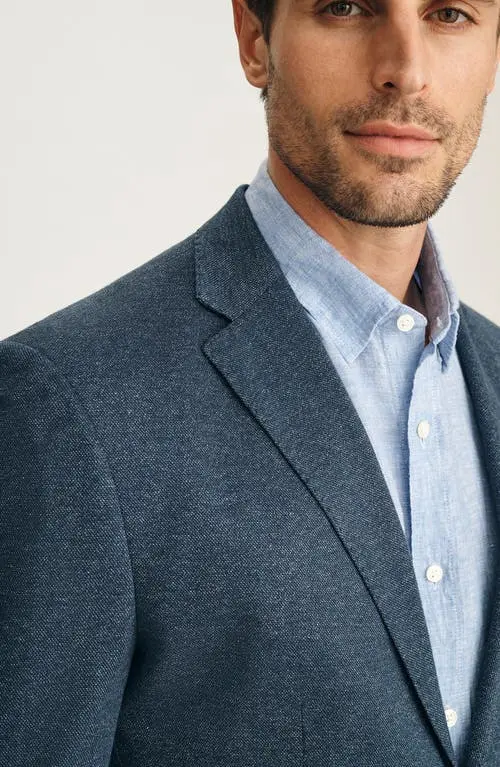 34 Heritage Matteo Slim Fit Mélange Cotton & Linen Piqué Sport Coat - Navy