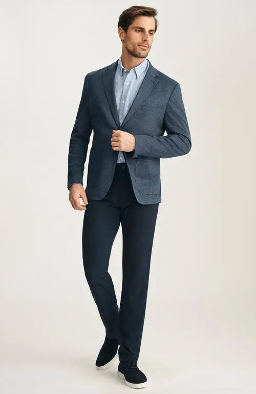 34 Heritage Matteo Slim Fit Mélange Cotton & Linen Piqué Sport Coat - Navy