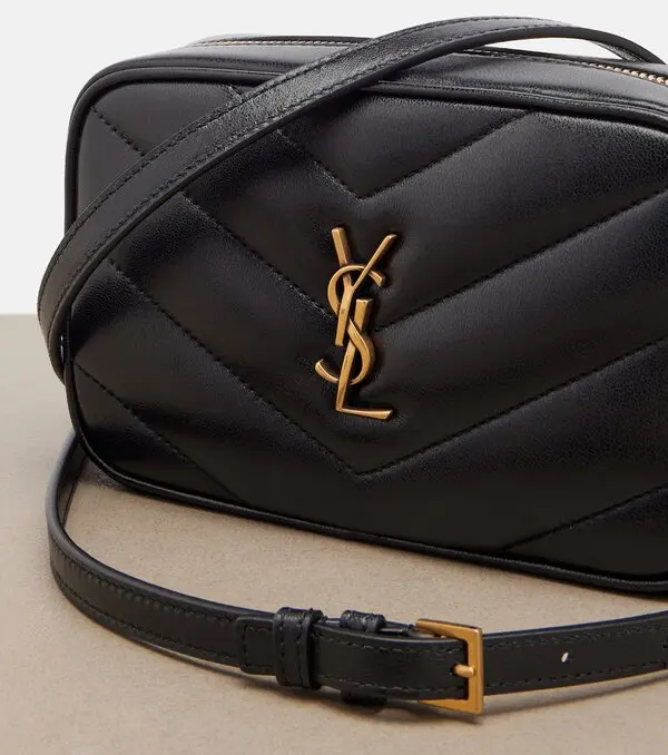 Saint Laurent Loulou Mini Quilted Leather Camera Bag - Black