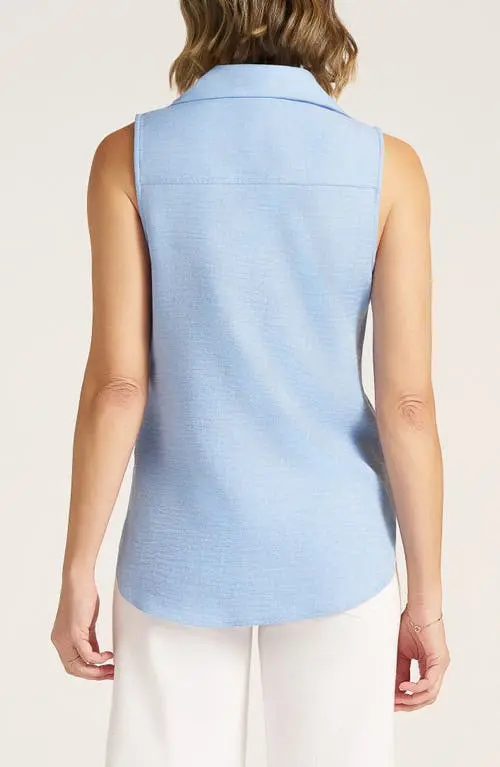 Matty M. Euclid Sleeveless Button-up Shirt - Chambray