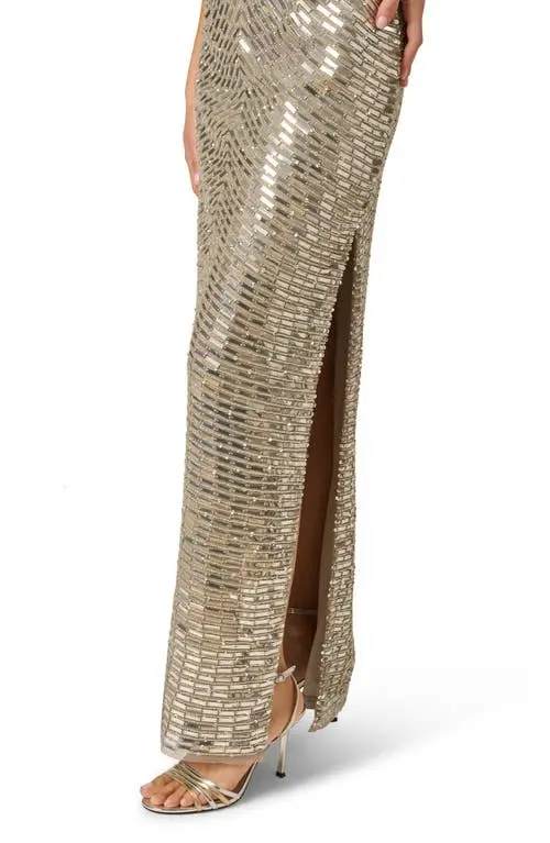 Adrianna Papell Beaded Open Back Gown