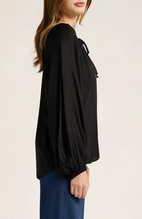 Matty M. Tie Neck Raglan Sleeve Top