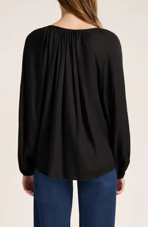 Matty M. Tie Neck Raglan Sleeve Top