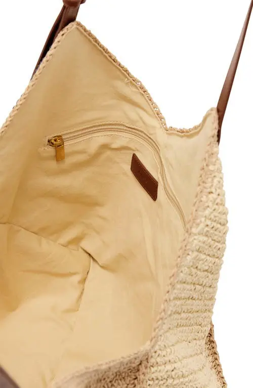 REISS Farrah Raffia Effect Colorblock Tote