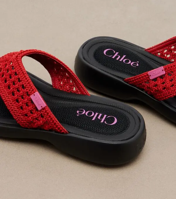 Chloé Crochet Thong Sandals - Red
