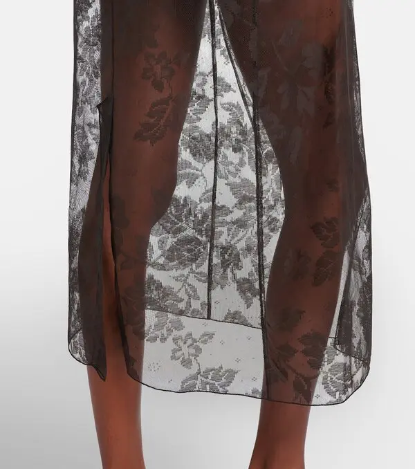 Prada Floral Lace Cotton Midi Skirt