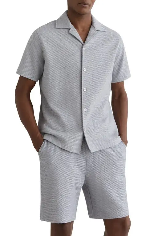 REISS Felipe Textured Knit Cotton Blend Camp Shirt