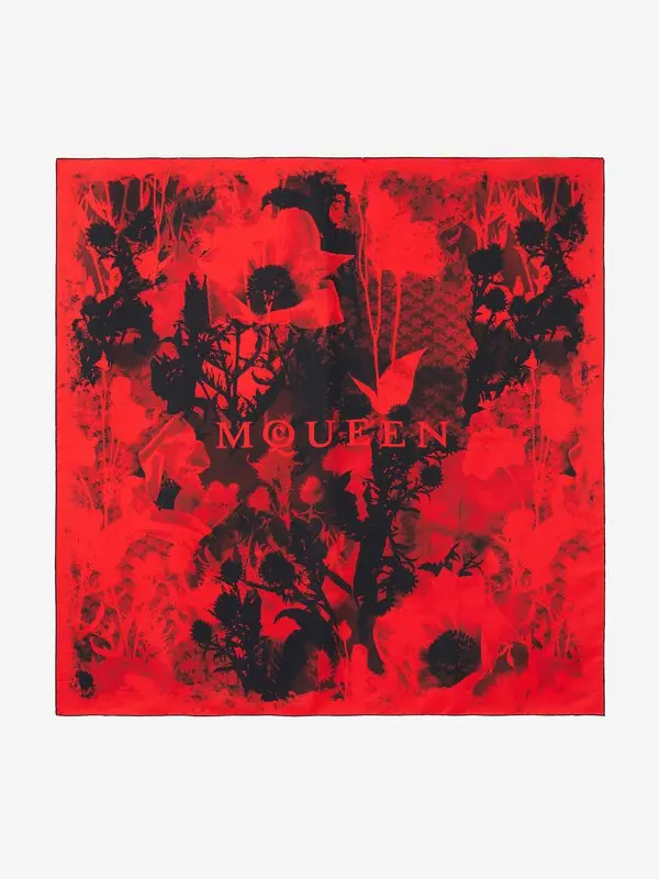 Alexander McQueen Floral Scarf - Red/black