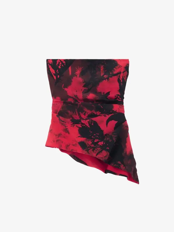Alexander McQueen Floral Print Strapless Top - Red/black