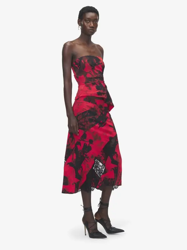 Alexander McQueen Floral Print Strapless Top