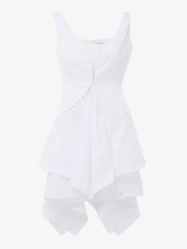 Alexander McQueen Gathered Mini Shirt Dress - Optical White