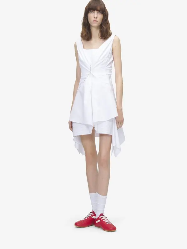 Alexander McQueen Gathered Mini Shirt Dress - Optical White