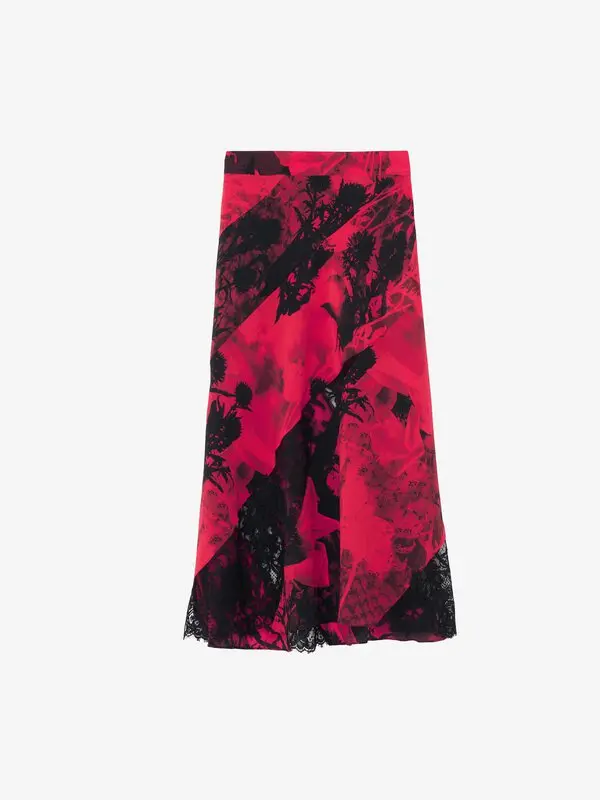 Alexander McQueen Floral Slashed Midi Skirt