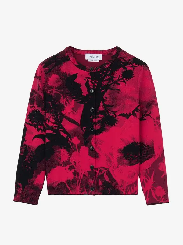Alexander McQueen Floral Jacquard Cardigan - Red/black