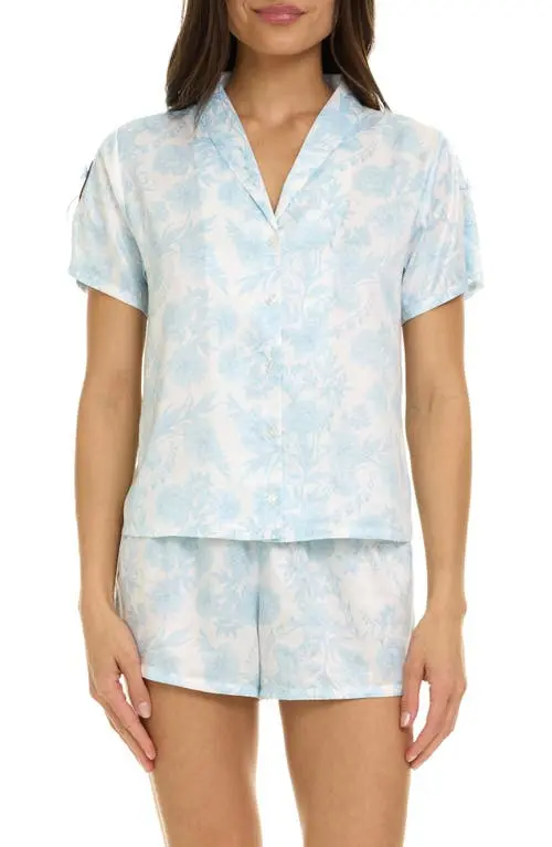 Flora Nikrooz Odessa Floral Satin Pajamas - Light Blue
