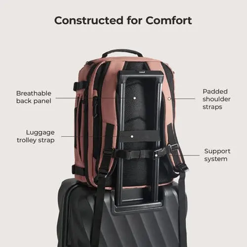 BAGSMART Mesh Expandable Travel Backpack 28l-38l Extended - Rose