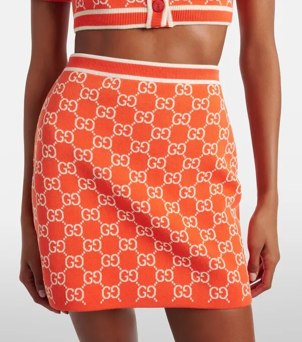 Gucci Gg Cotton Jacquard Miniskirt