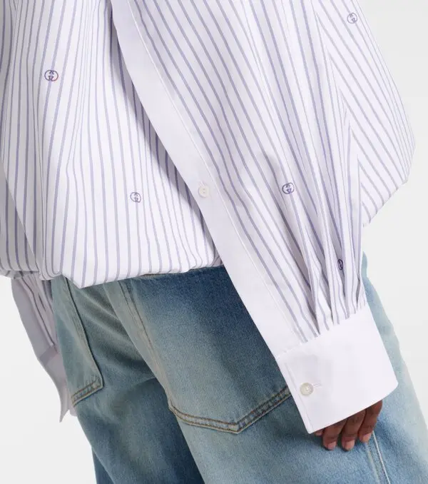 Gucci Interlocking G Pinstripe Cotton Shirt - White