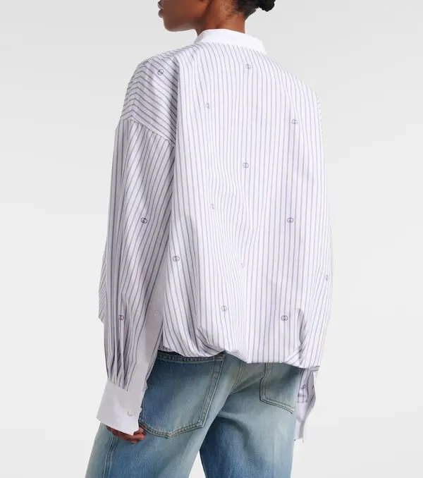 Gucci Interlocking G Pinstripe Cotton Shirt - White