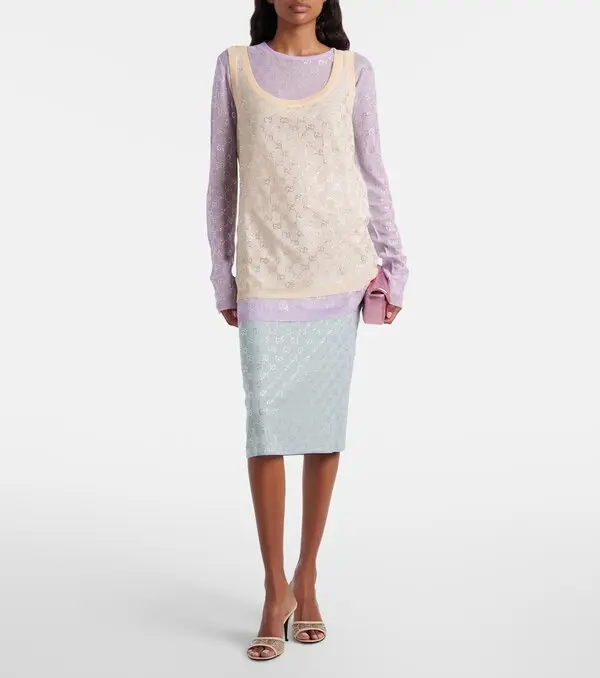 Gucci Gg Crystal Silk Tank Top