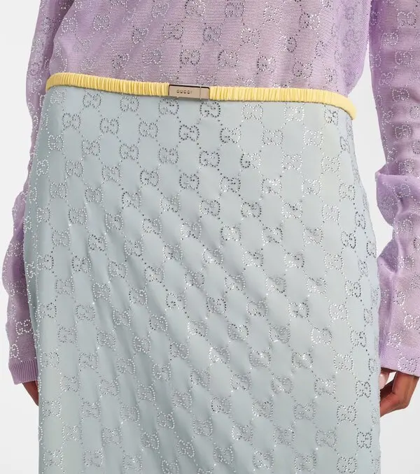 Gucci Gg Embellished Silk-blend Midi Skirt