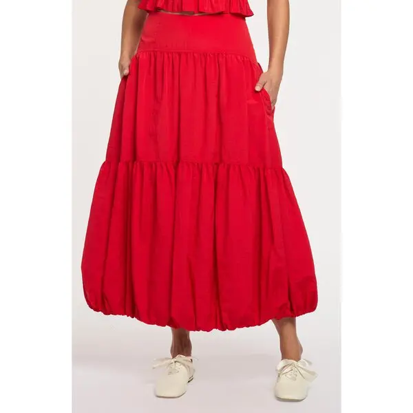 Cinq À Sept Blythe Tiered Maxi Skirt - Goji Berry
