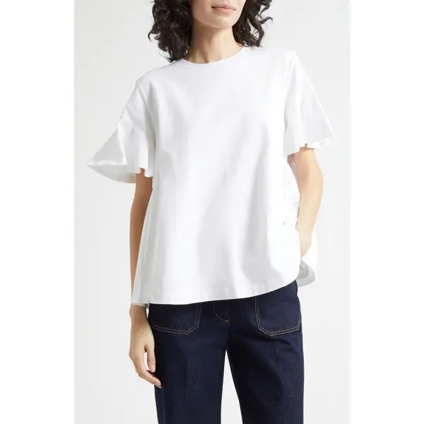 Cinq À Sept Jane Ruffle-sleeve T-shirt - White