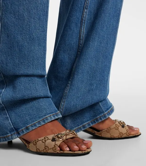 Gucci Horsebit Gg Canvas Mules